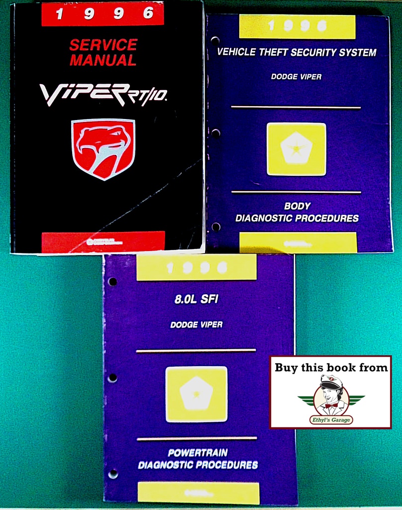 1996 Dodge Viper RT/10 Service & Diagnostic Manuals 3 Vol Set